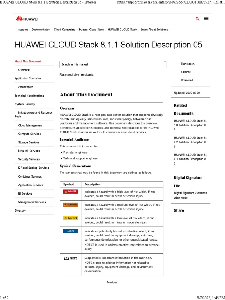 HUAWEI CLOUD Stack 8.1.1 Solution Description 05 - Huawei | PDF | Cloud Computing | Computing