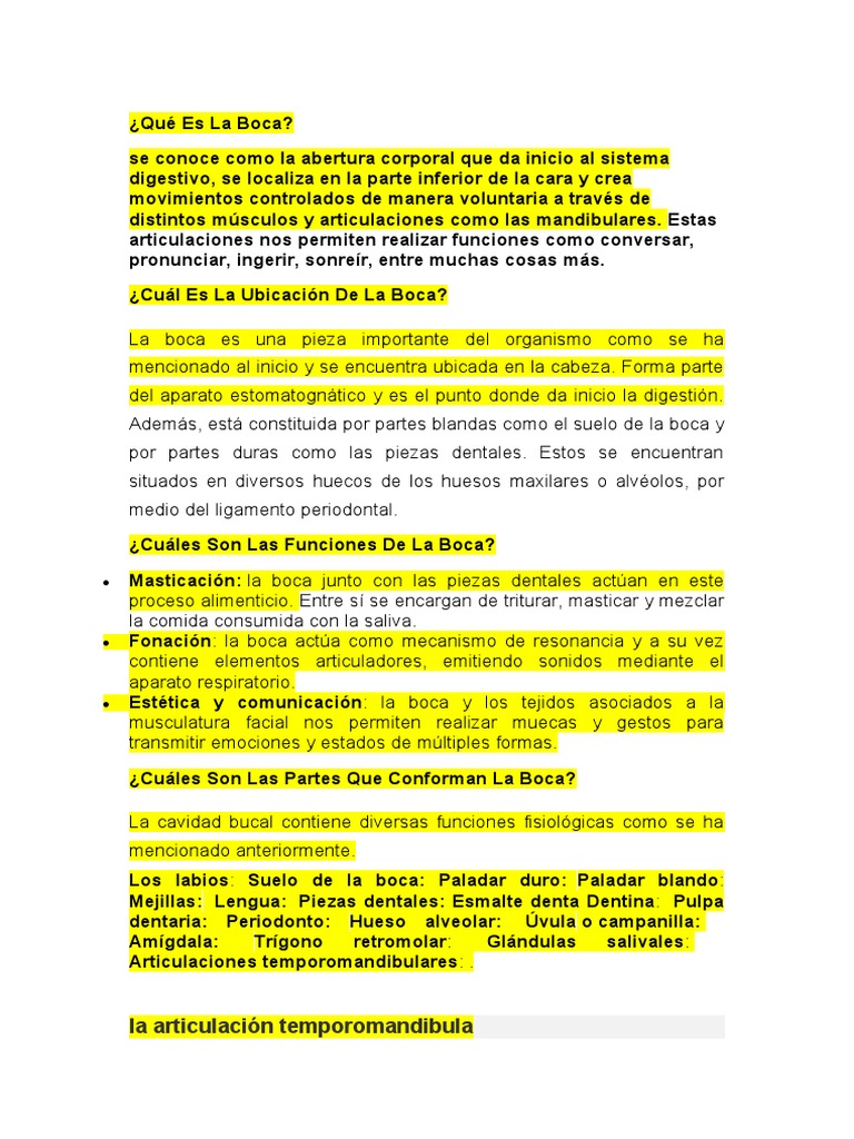 La anatomía y funciones de la boca | PDF | Diente | Esófago