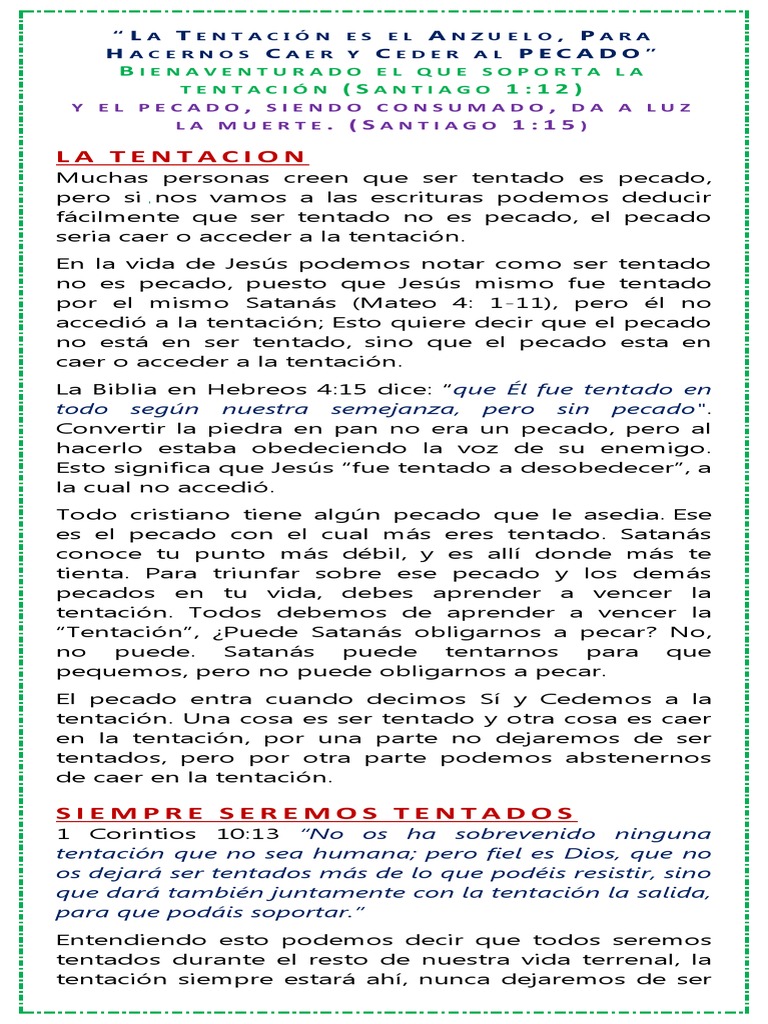 La Tentacion | PDF | Tentación | Pecado