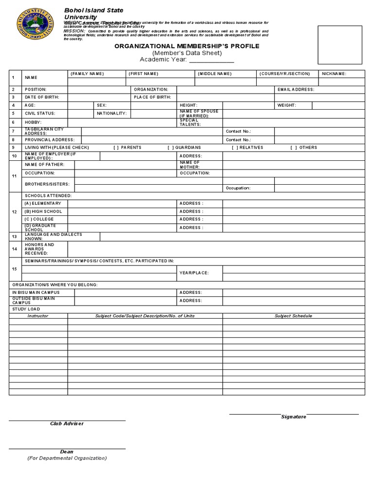 Organizational Membership Profile Form | PDF