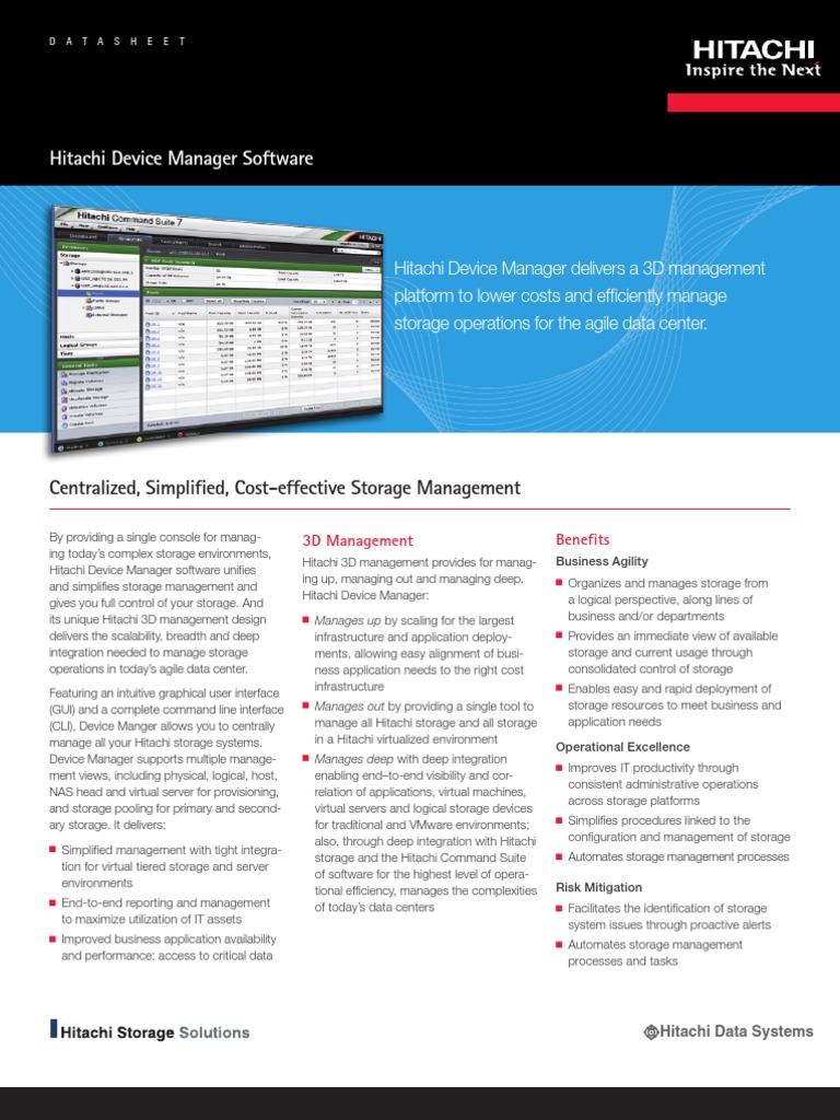Hitachi Device Manager Software Datasheet | PDF | Computer Data Storage ...