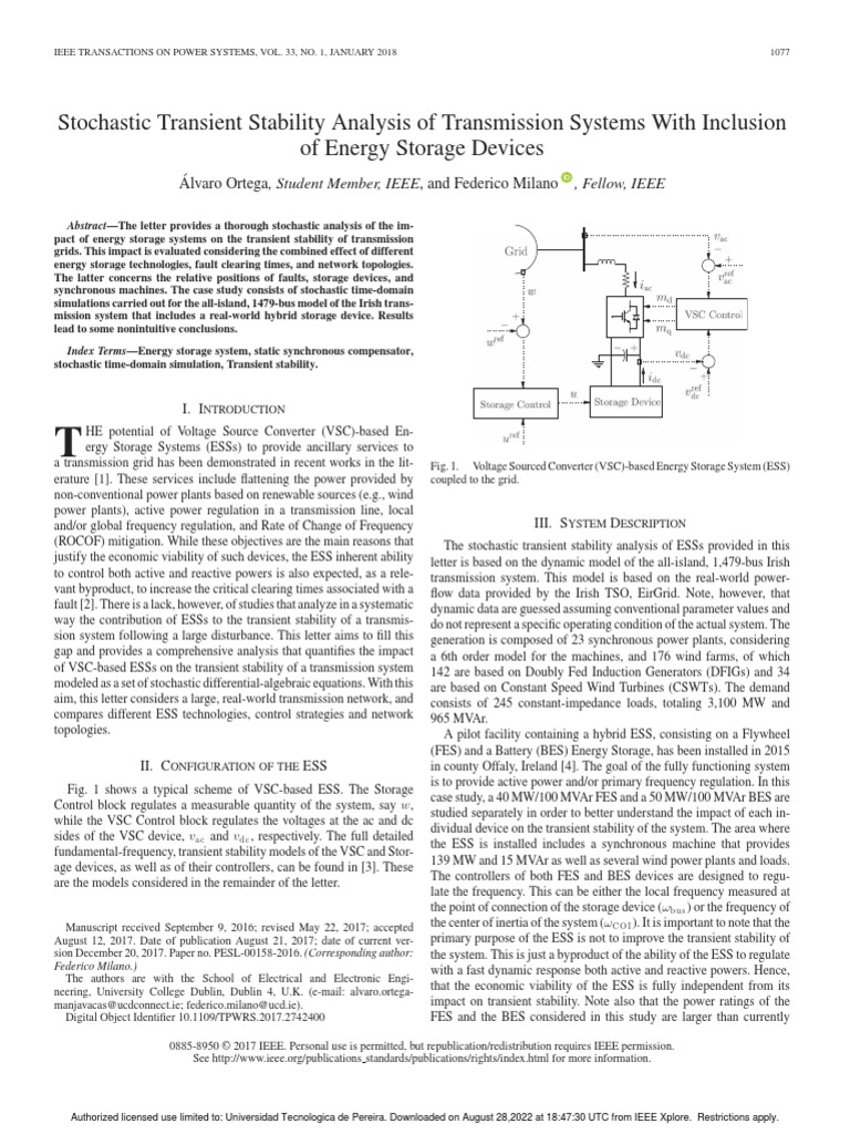 Stochastic Transient Stability Analysis of Transmission Systems With ...