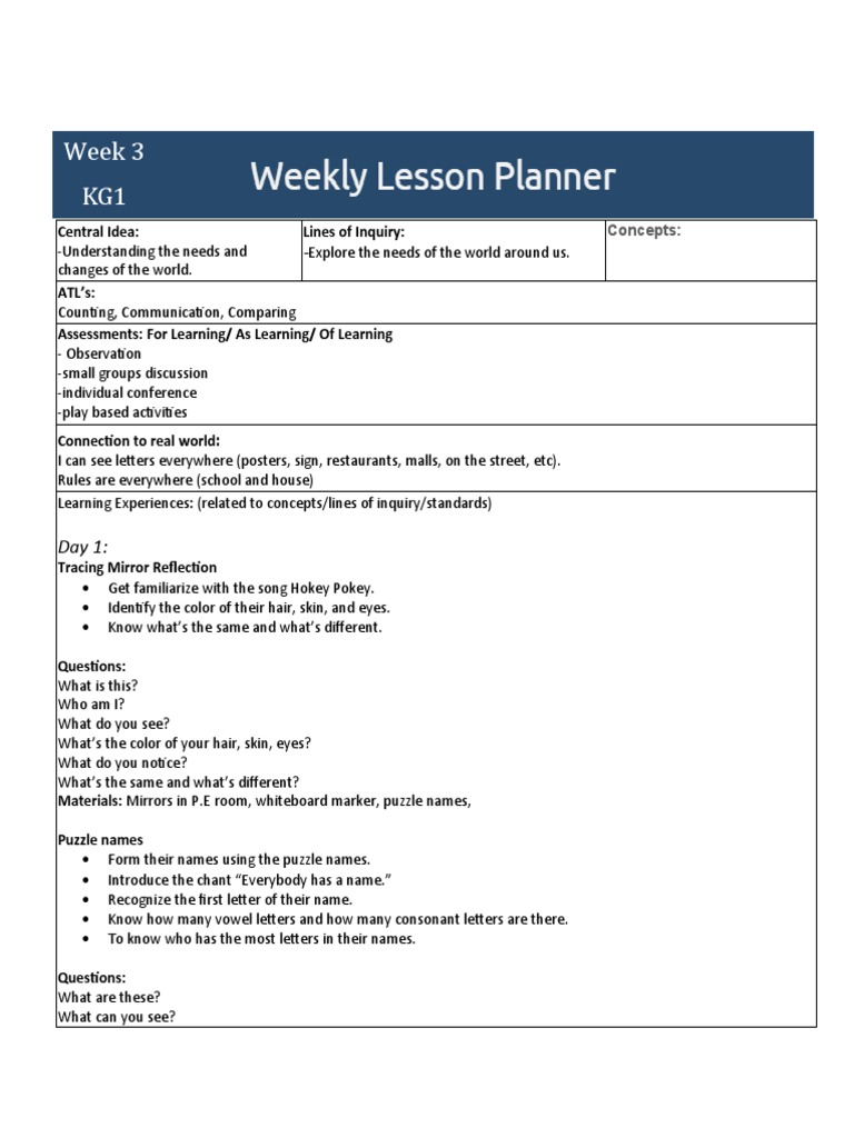 Week 3 Weekly Planner | PDF