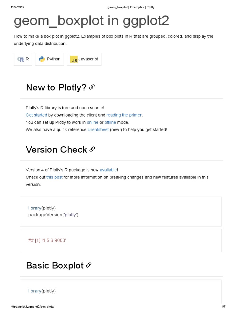 Geom - Boxplot - Examples - Plotly | PDF | Online And Offline | Information Technology Management