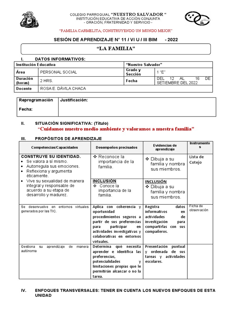 Sesión #11 La Familia | PDF | Aprendizaje | Sicología
