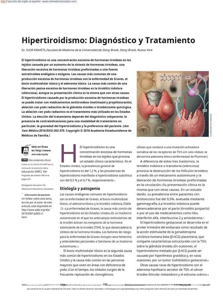 Hyperthyroidism - Diagnosis and Treatment (AAFP - 2016) .En - Es | PDF ...
