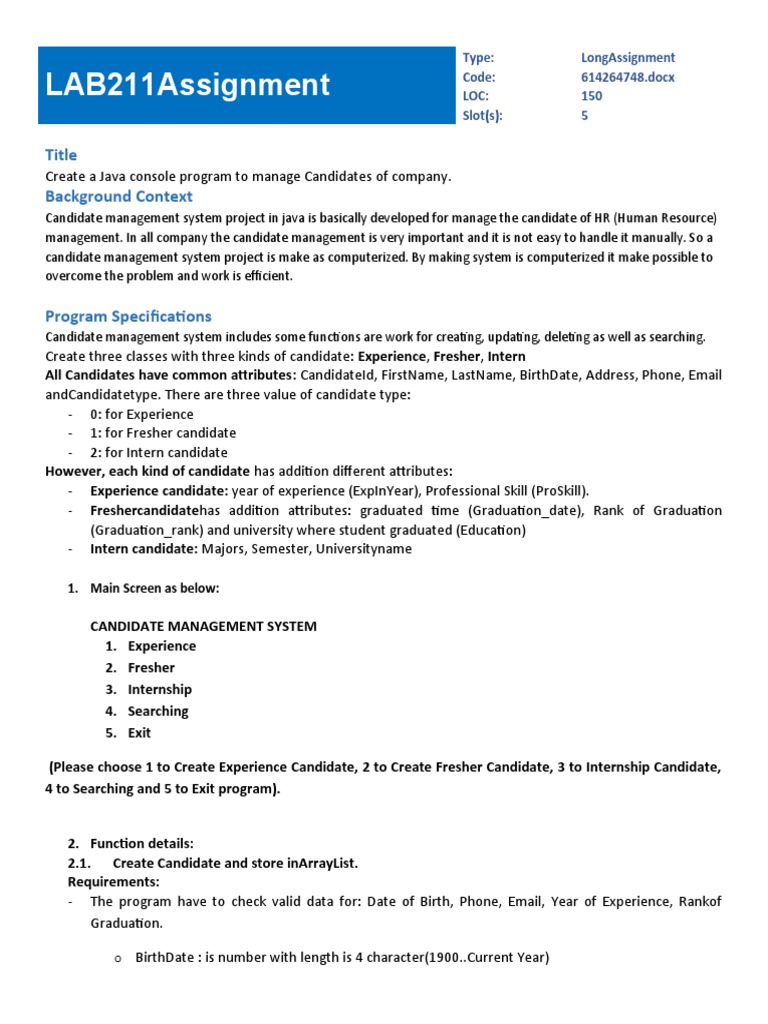 LAB211Assignment: Title Background Context | PDF | Inheritance (Object Oriented Programming ...
