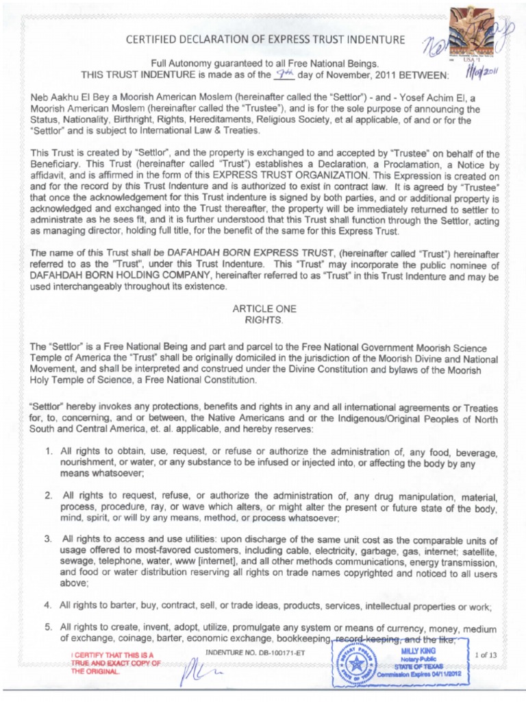 Establishing Nationality by Trust Indenture | PDF | Trust Law | Trustee