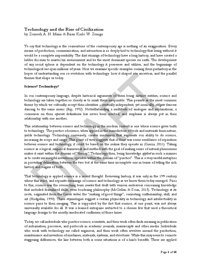 Module 1 - Technology and The Rise of Civilizations | PDF | Science ...