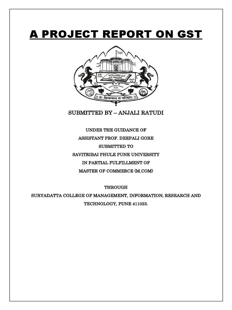 A Project Report On GST | Download Free PDF | Value Added Tax | Taxes