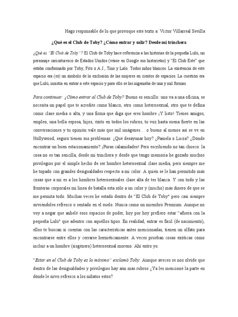 El Club de Toby para La Revista Prisma | PDF