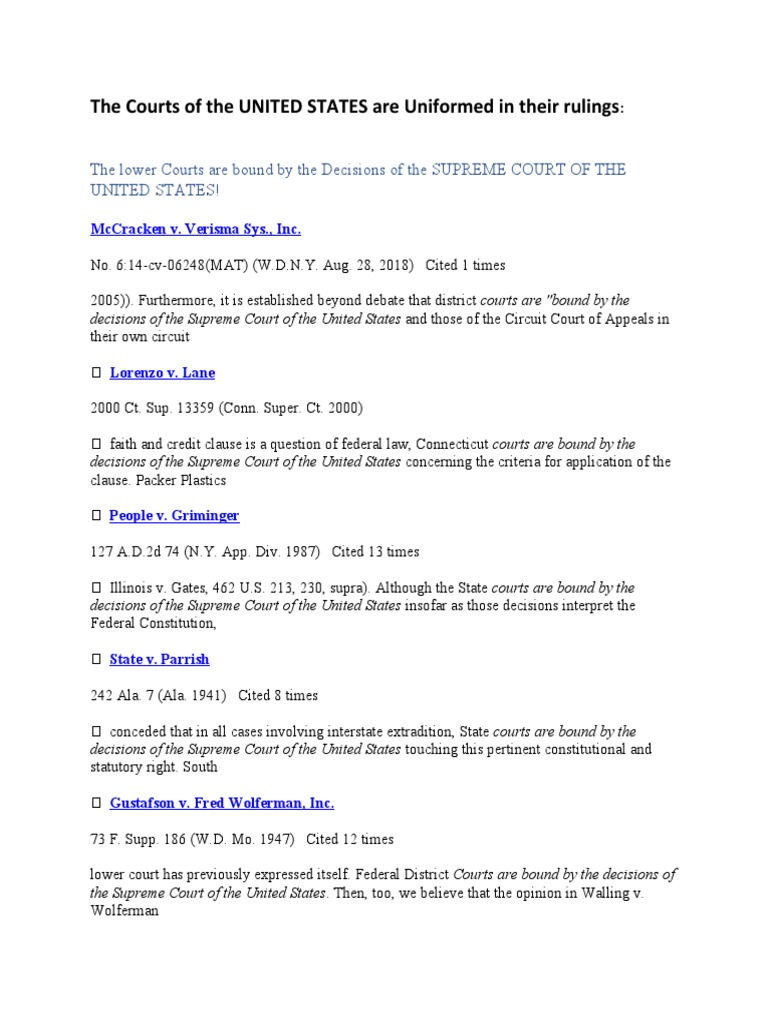 The Courts of The UNITED STATES Are Uniformed in Their Rulings | PDF ...