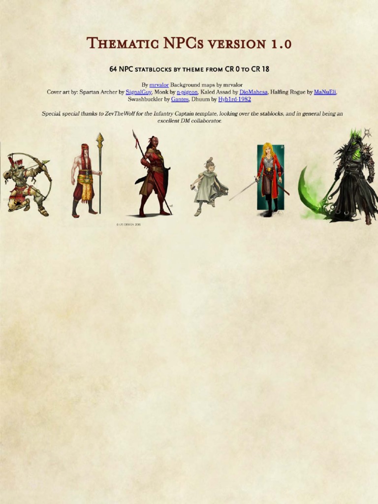 Thematic NPCs Version 1 | PDF | Dungeons & Dragons | Tsr, Inc.
