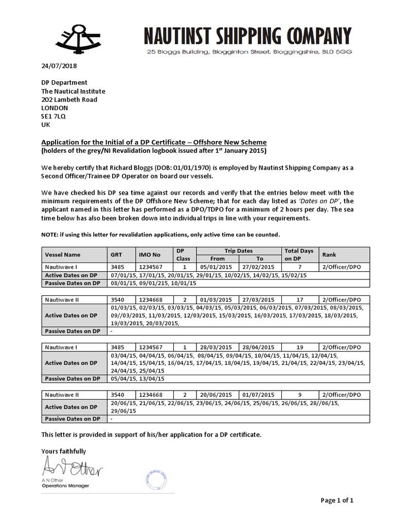 DP Certificate Confirmation Letter | PDF