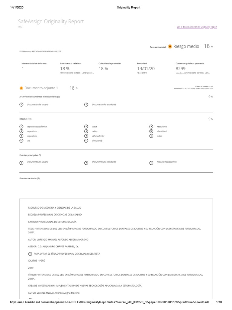 Safeassign Originality Report: Riesgo Medio | PDF | Diodo emisor de luz ...