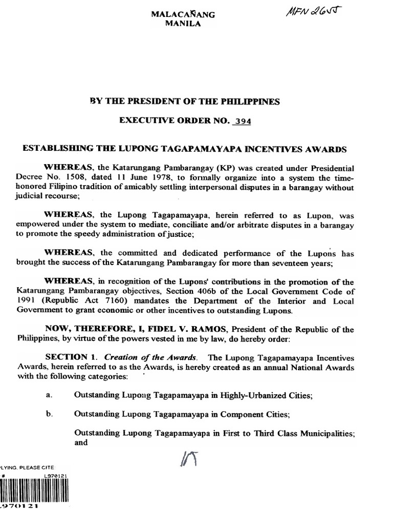 EXECUTIVE ORDER BARANGAY RCSP TEAM Revised PDF, 47% OFF