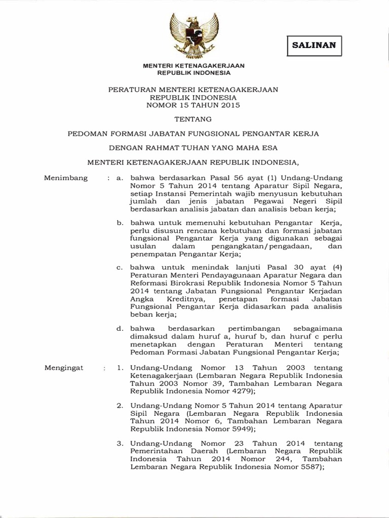 Pedoman Formasi Jabatan Fungsional Pekerja | PDF | Pengelolaan Keuangan & Uang
