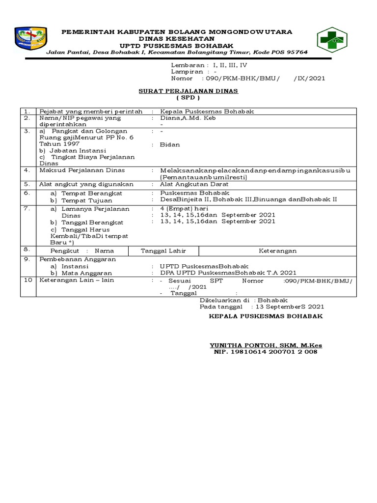 Contoh SPPD DEPAN | PDF