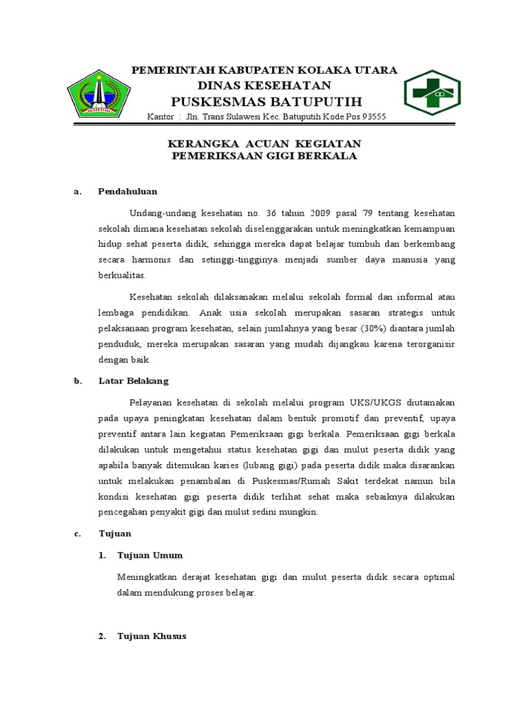 KAK Pemeriksaan Gigi Berkala | PDF