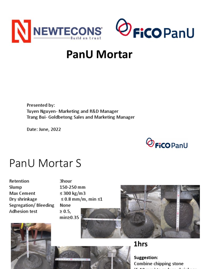Newtecons - PanU Mortar | PDF | Concrete | Mortar (Masonry)