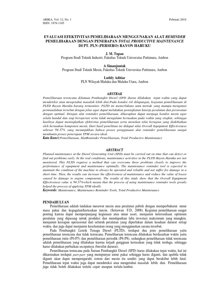 Evaluasi Efektivitas Pemeliharaan Menggu 19bed8fe | PDF