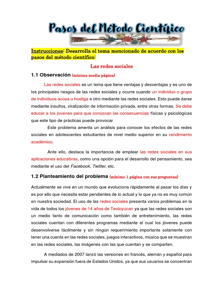 Ejemplo de Los Pasos Del Metodo Cientifico | PDF | Servicio de redes ...