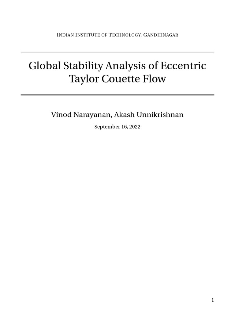 Eccentric Taylor Couette Flow Stability Analysis | PDF | Fluid Dynamics ...