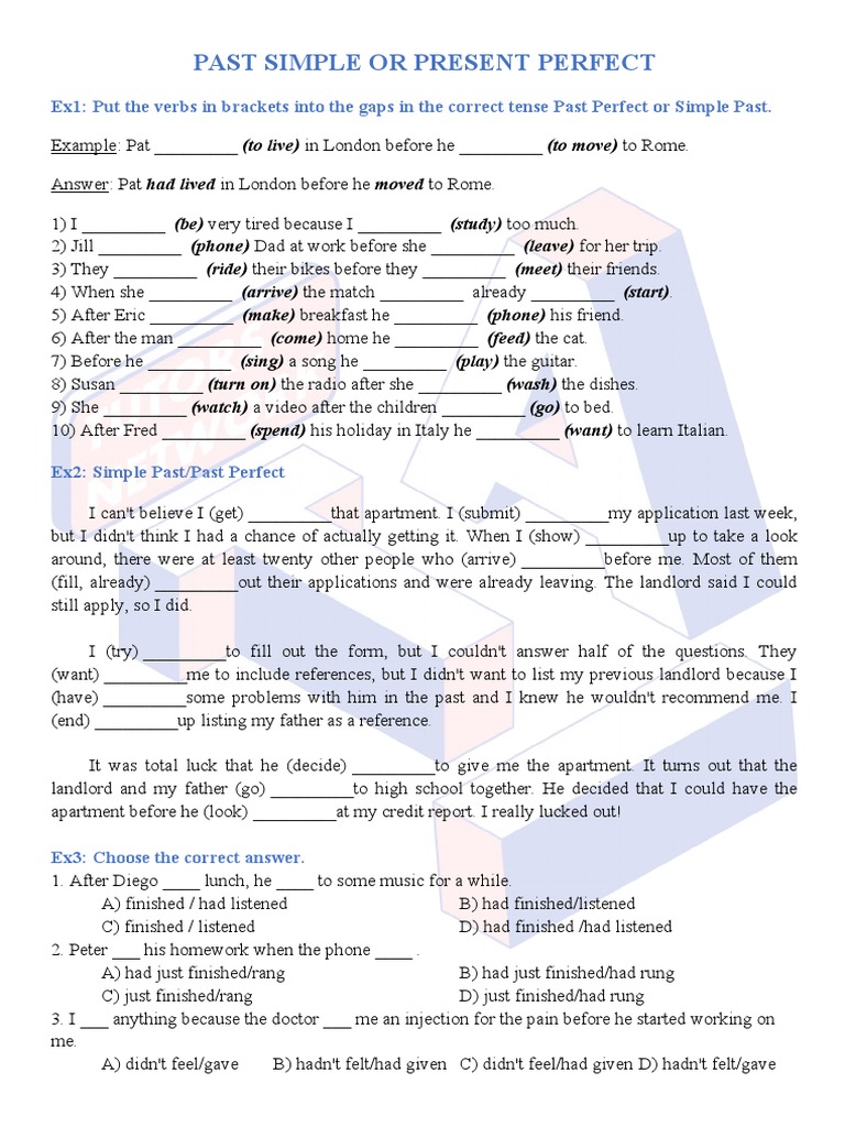 PAST SIMPLE or PAST PERFECT | PDF | Language Mechanics | Grammar