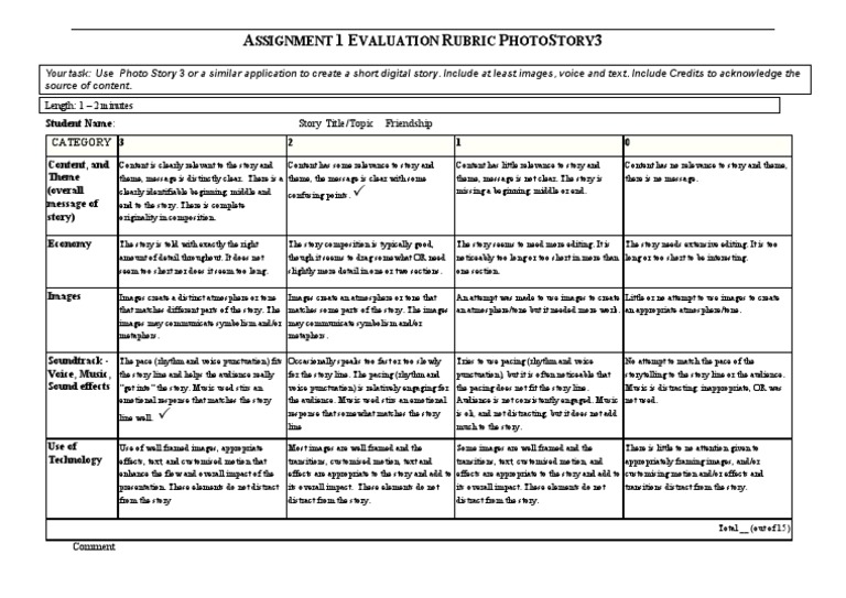 Rubric Project - PhotoStory | PDF | Communication