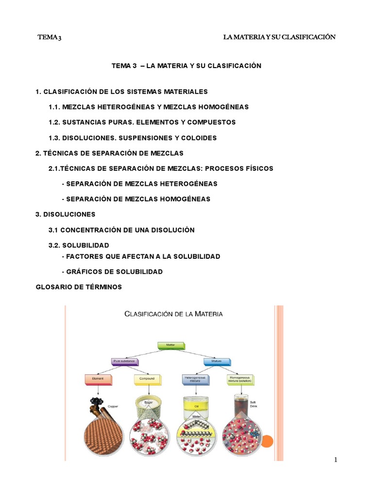 Tema 3 - La Materia y Su Clasificacion | PDF | Mezcla | Coloide