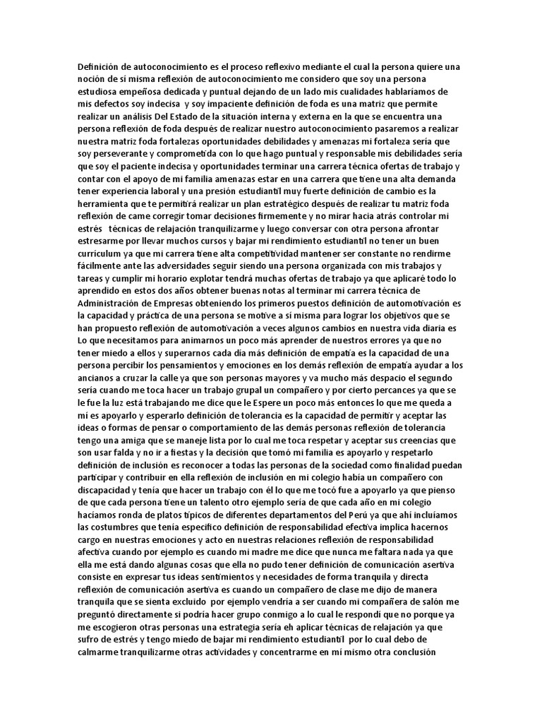 Definición de autoconocimiento es el proceso reflexivo mediante el cual ...