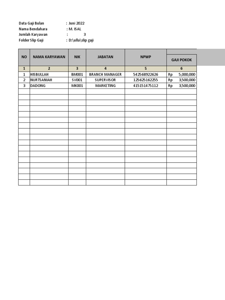 Contoh GAJI KARYAWAN | PDF