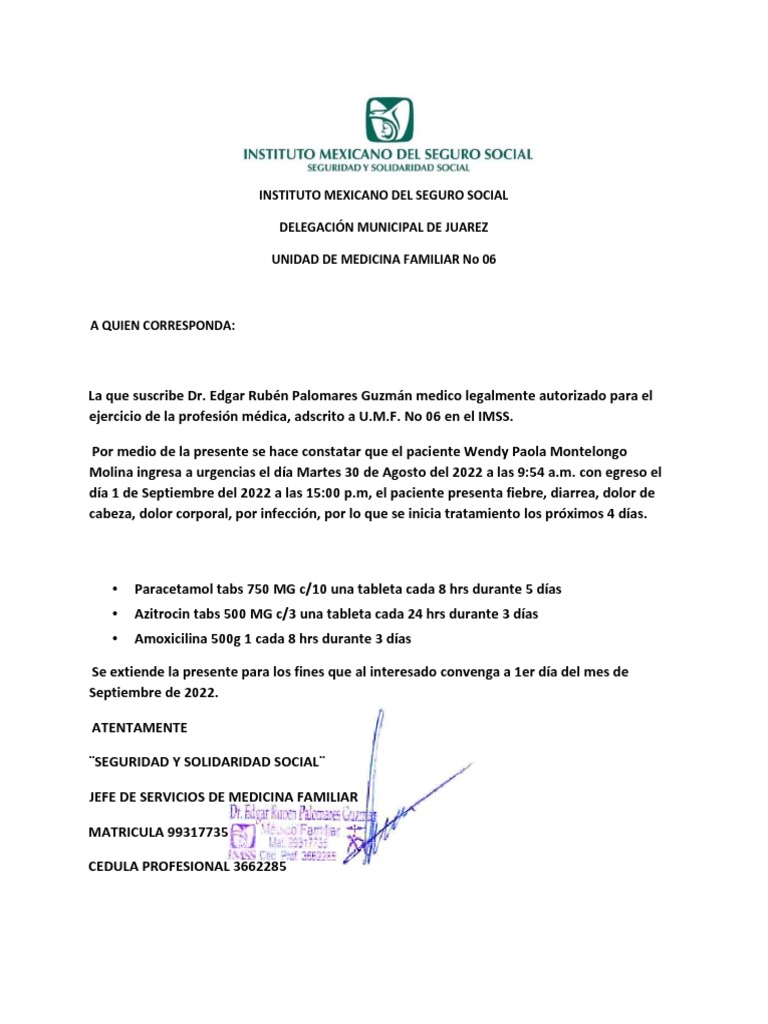 Imss Justificante Medico | PDF