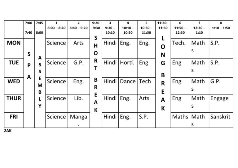 2ak Time Table July Final | PDF