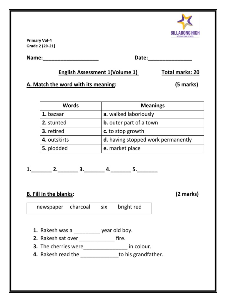 English Assessment 1 Vol 2 | PDF | Language Arts & Discipline | Foreign ...