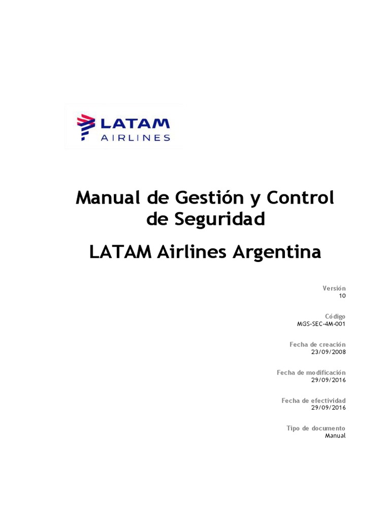 Manual Gestión Seguridad LATAM | PDF | Aeropuerto | Valores