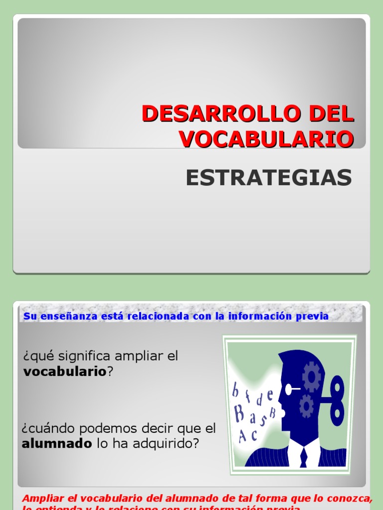 Desarrollo Del Vocabulario | PDF | Método de enseñanza | Diccionario