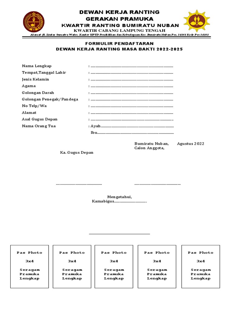 Form Calon DKR | PDF