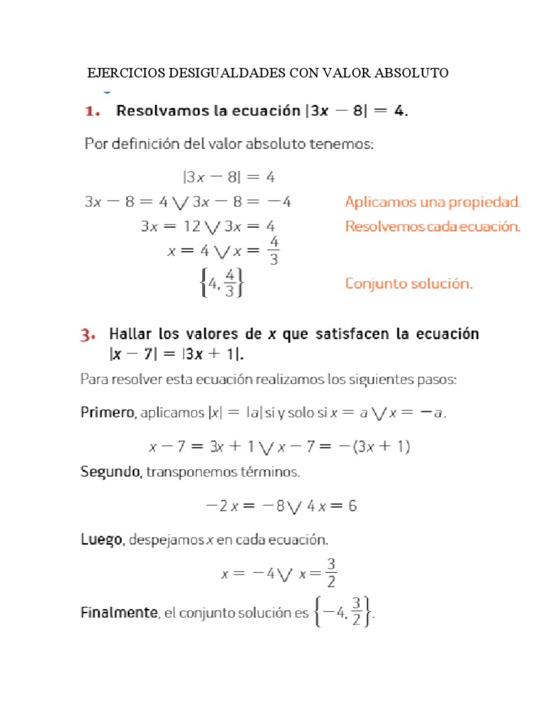 Ejercicios de Desigualdades con Valor Absoluto | PDF