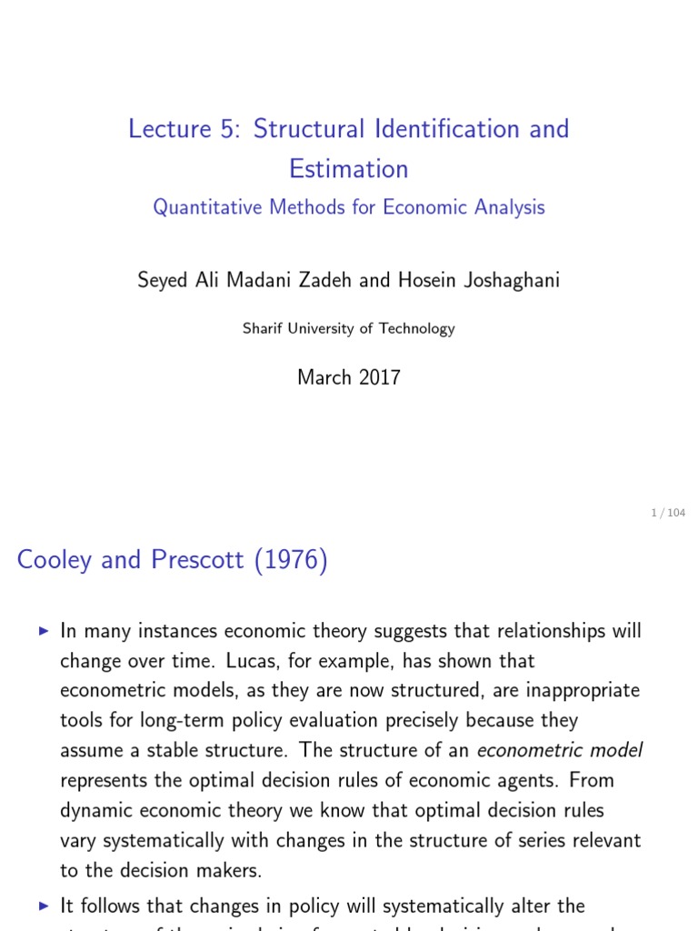 Lecture 12 Structural Identification and Estimation | PDF | Computer ...