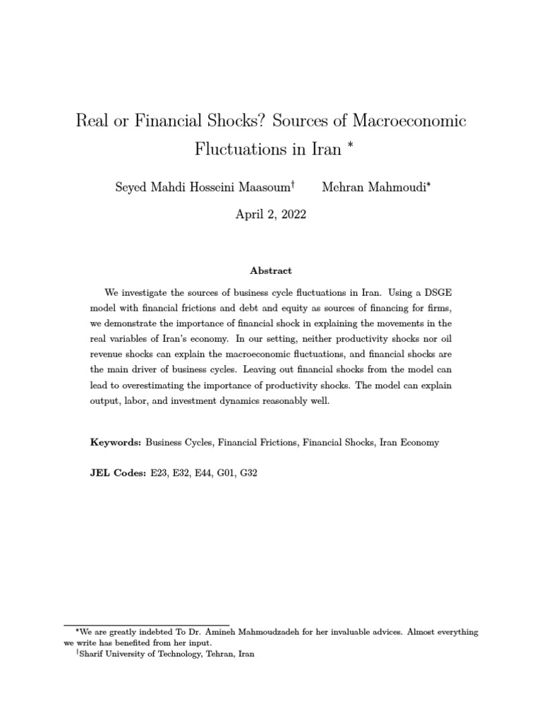 Real or Financial? Sources of Macro Fluctuations in Iran | PDF ...