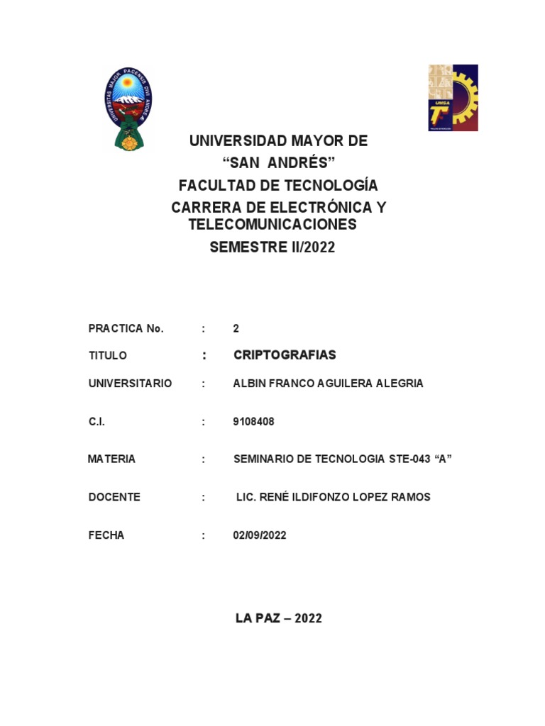 Practica Criptografia | PDF | Criptografía | Clave (criptografía)