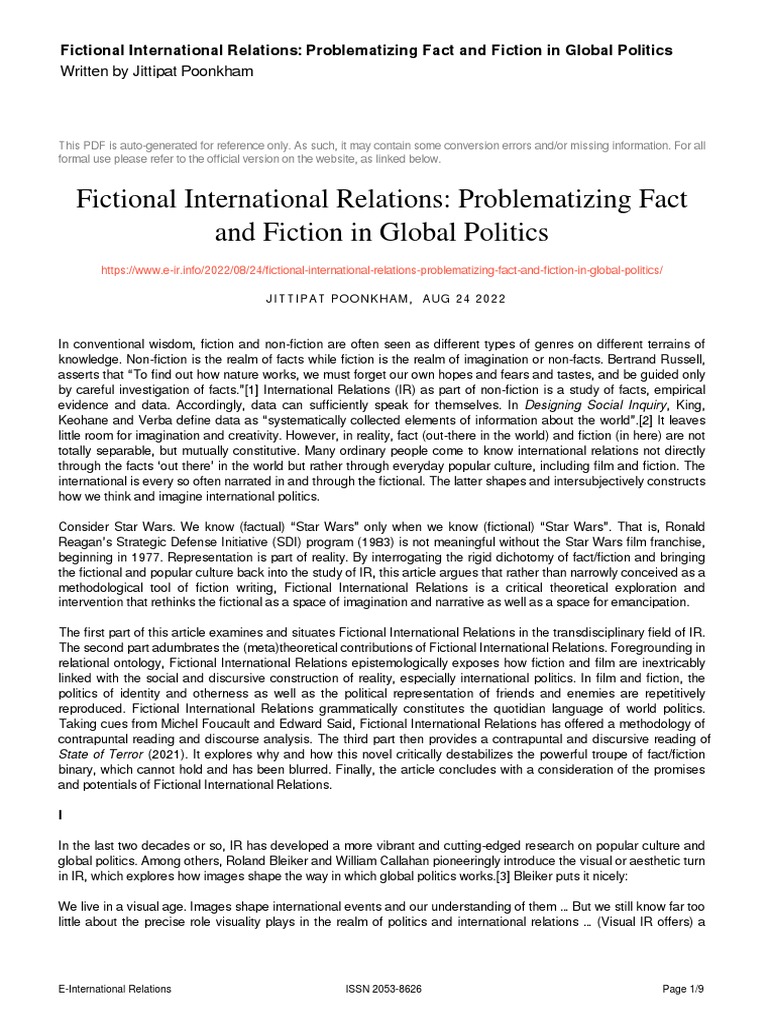 Jittipat Poonkham - Fictional International Relations | PDF | Discourse | Empathy