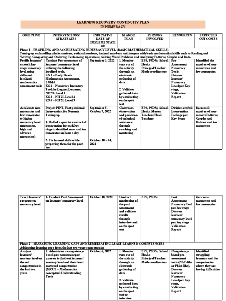 LRCP in Numeracy | PDF | Educational Assessment | Mentorship