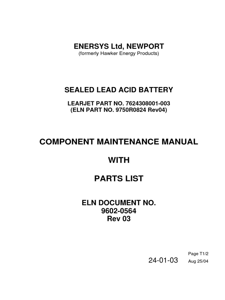 0564 03 Component Maintenance Manual For Learjet 45 | PDF | Battery ...