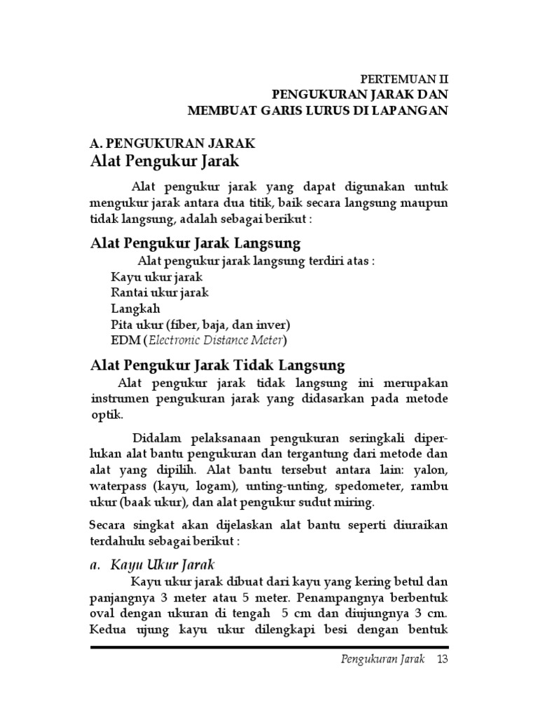 Pertemuan 2. Pengukuran Jarak Dan Membuat Garis Lurus Di Lapangan | PDF