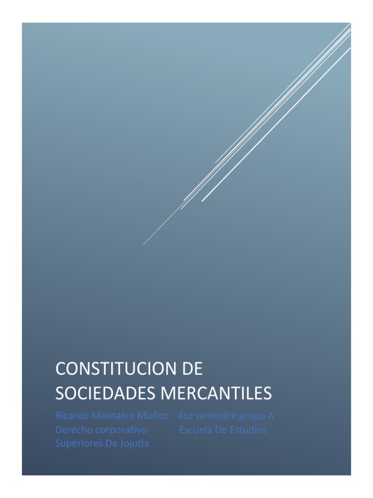 Constitución de Sociedades Mercantiles | PDF | Sociedad de responsabilidad limitada | Cooperativa