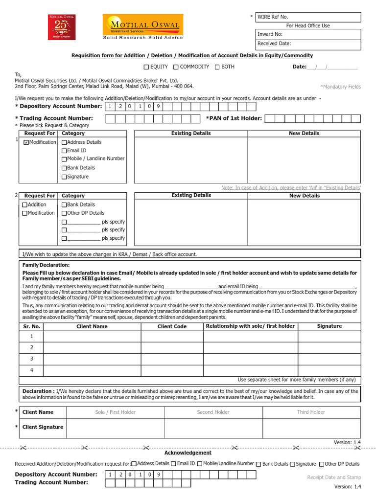 Modification Form Version 1.4 | PDF | Financial Services | Financial ...