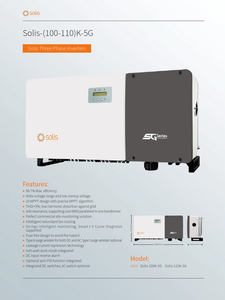 Commercial Solar Inverter Specs | PDF | Alternating Current ...