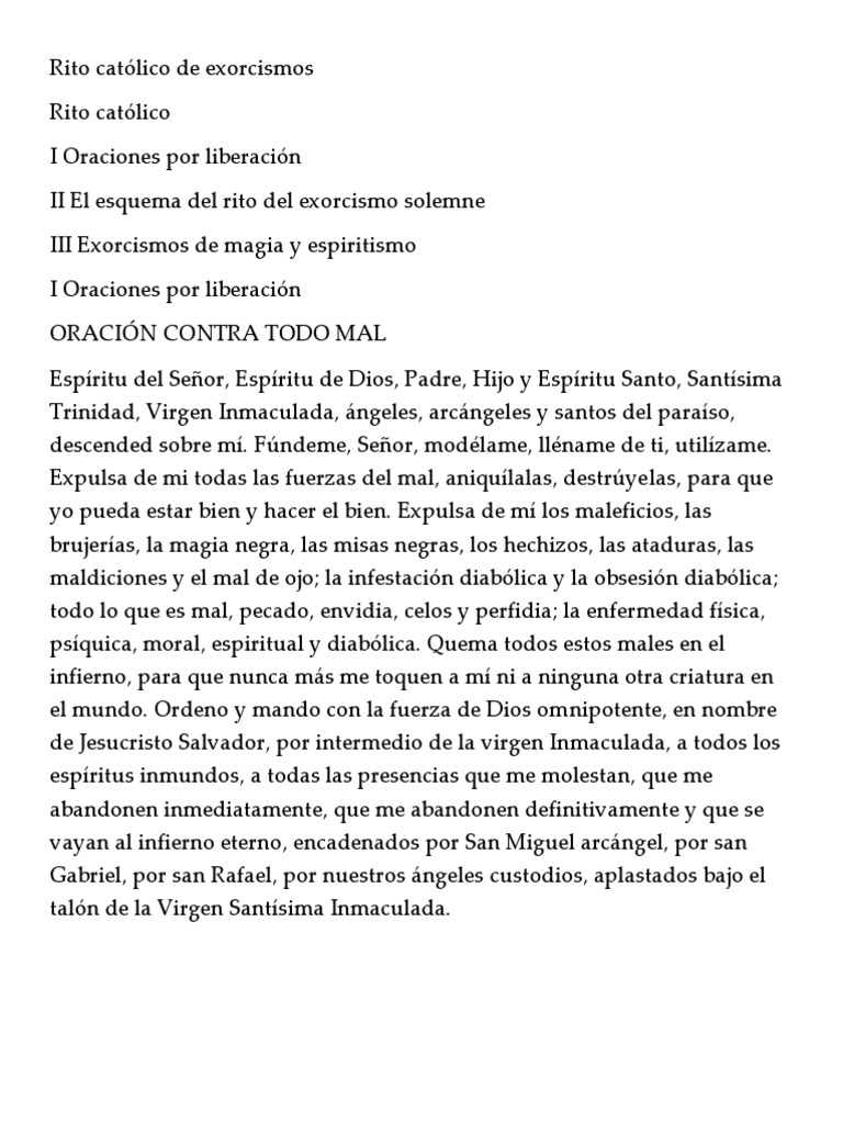 Rito Católico de Exorcismos | PDF | Oración | Satán